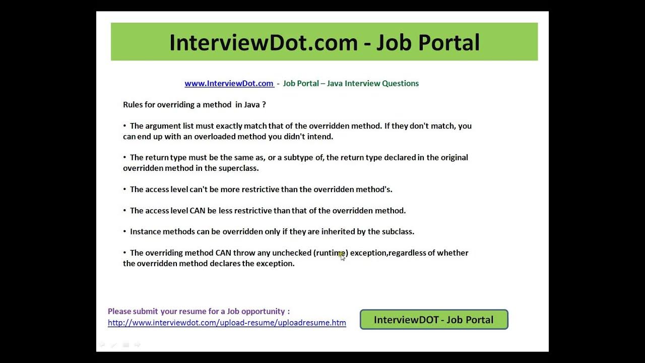 Java overriding method explain java interview question interviewdot - YouTube