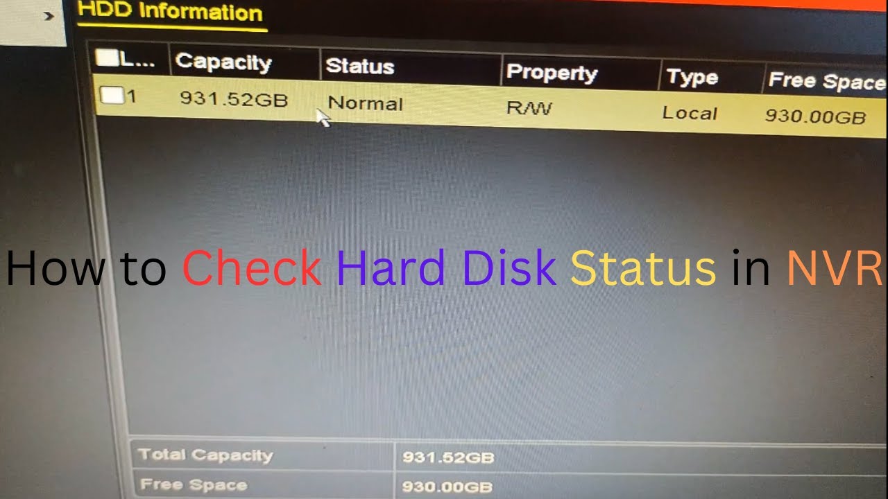 How to Check Hard Disk Status in NVR | How to Check Hard Disk Status ...