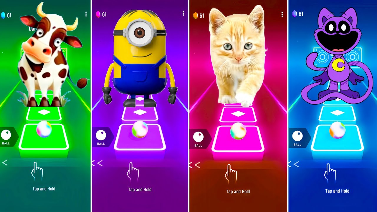 Tiles Hop - Funny Cow 🆚 Minions 🆚 Cute Cat 🆚 CatNap Animation - YouTube