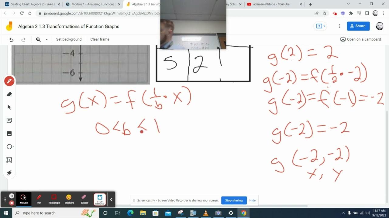 Algebra 2 1.3 Transformations of Function Graphs Example 4 - YouTube