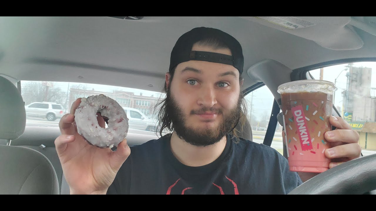 Dunkin Donuts; Red Velvet Macchiato And Red Velvet Donut Review! - YouTube