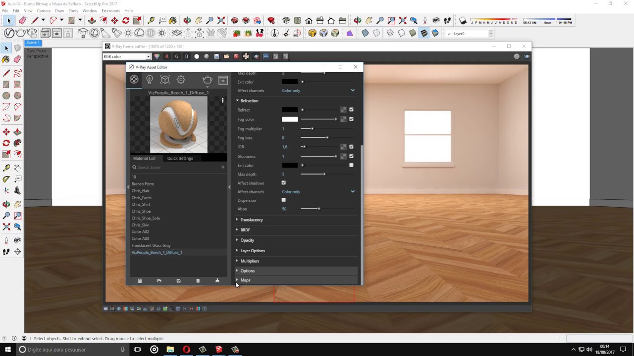 VRay 3.4 for Sketchup - Bump Bitmap e Mapa de Reflexo - - YouTube