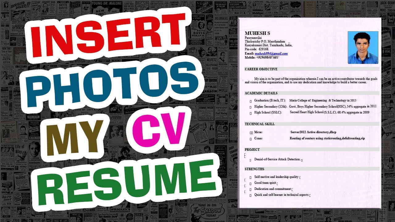 How To Insert Photo In Resume And CV Tamil YouTube How To Insert Photo In Resume And CV Tamil YouTube