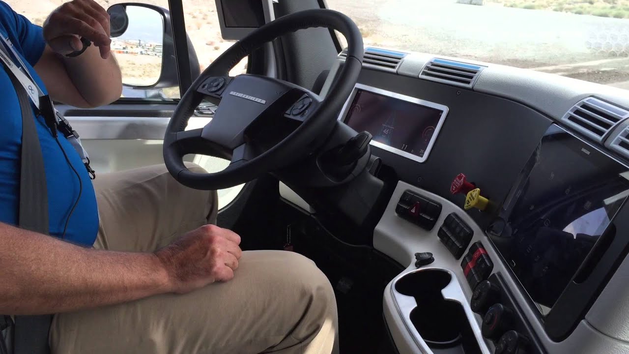 Freightliner self-driving truck demo on public road - Trucking magazine ...