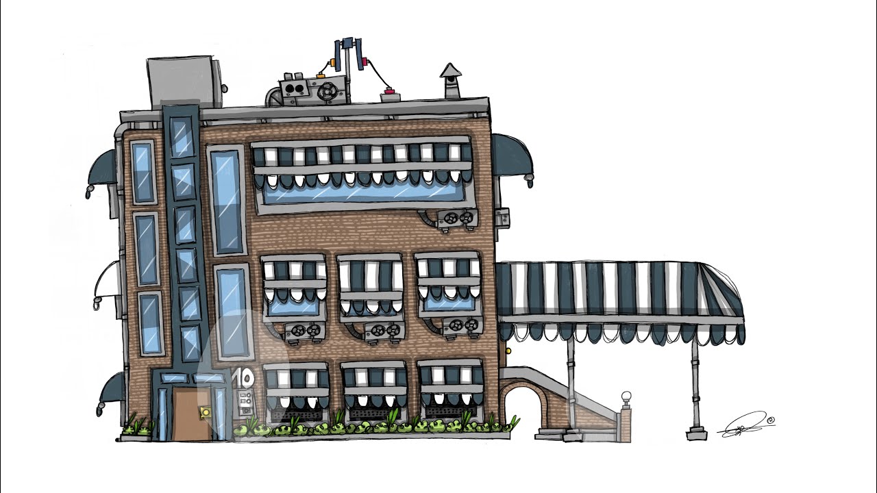 HOW TO DRAW HOTEL // COMO DIBUJAR UN HOTEL // TOON STYLE - YouTube