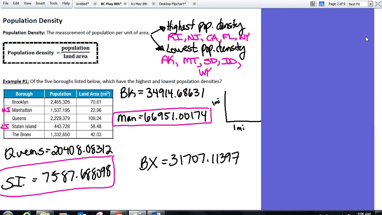 Honors Geometry BC May 8th - Unit #11 - Population Density & Area of a ...