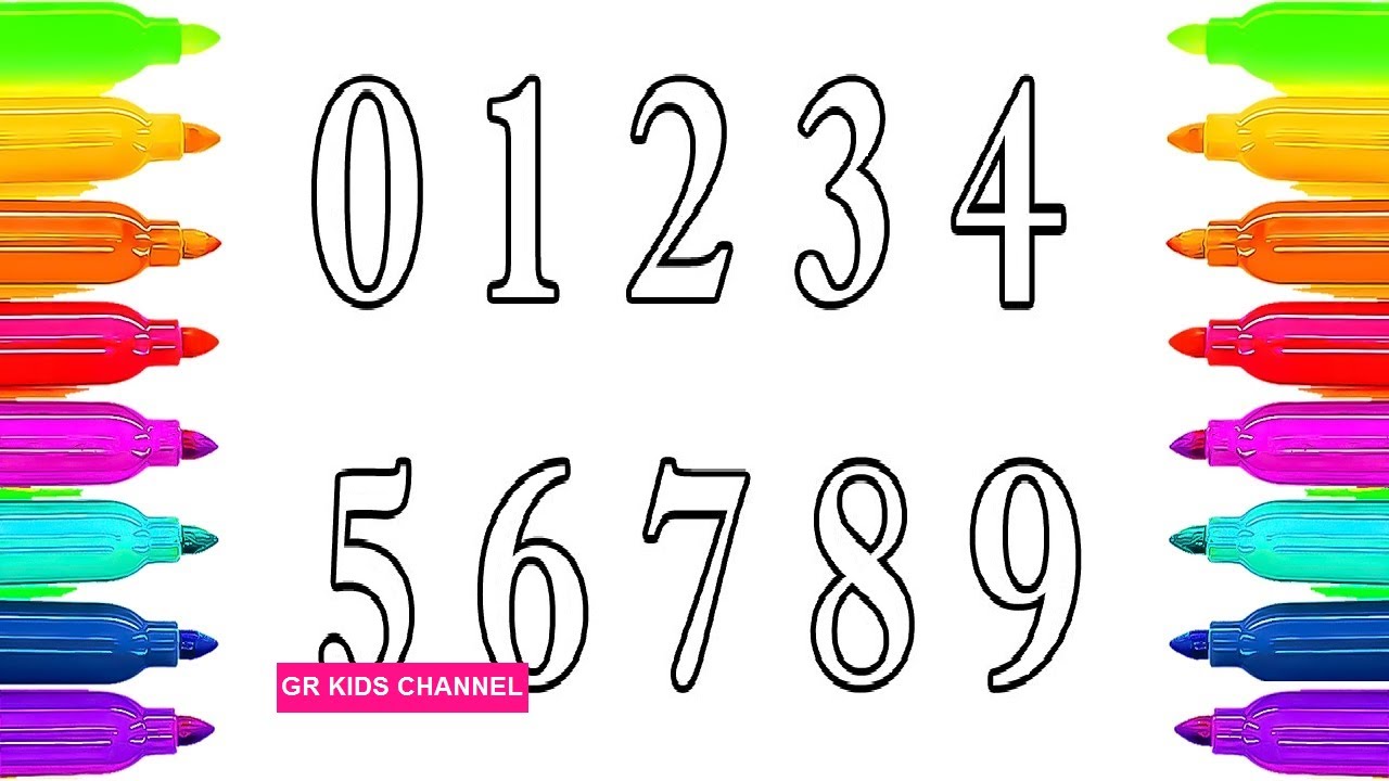Numbers 0 to 9 for Toddlers Coloring Book | Draw and Paint with Colored ...