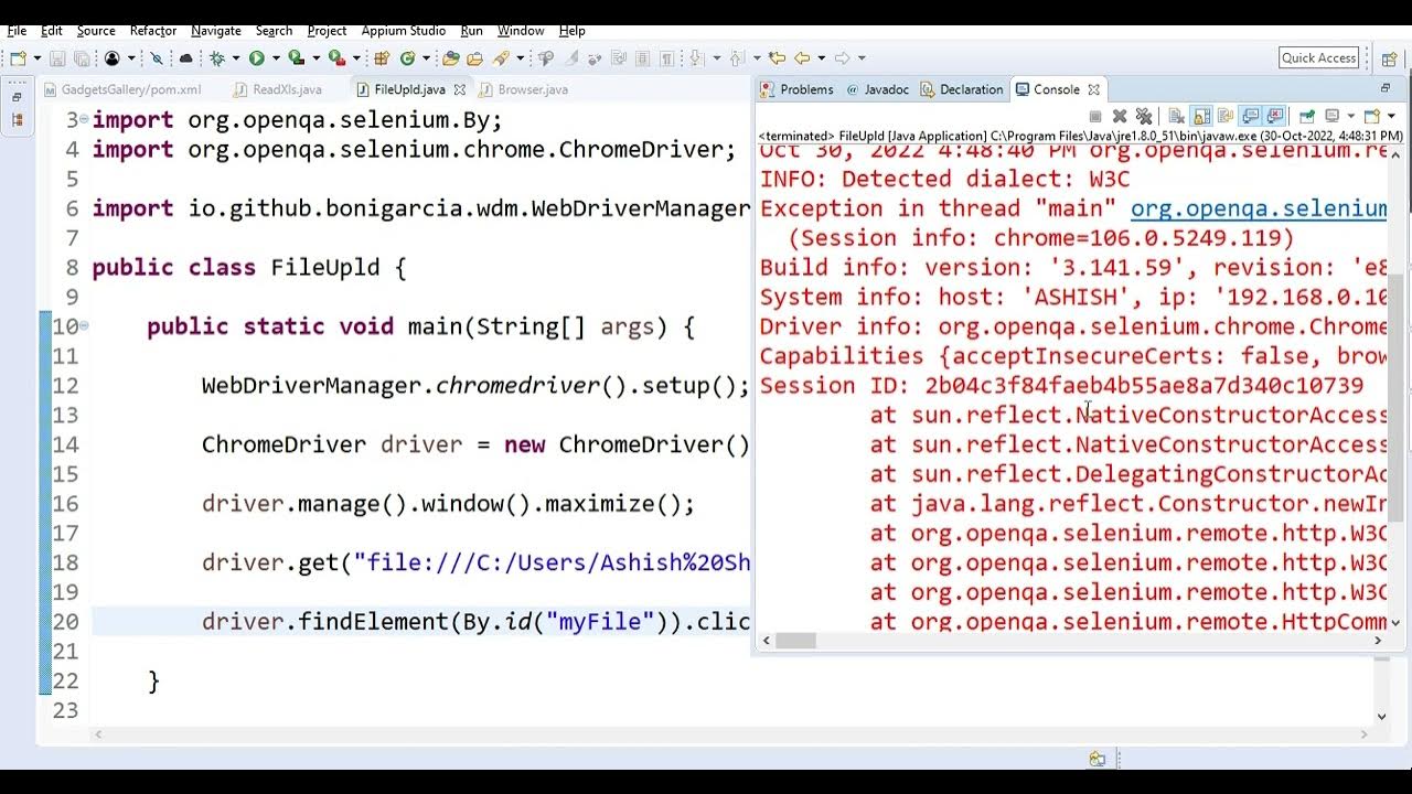 Automating File Upload Using Selenium Youtube