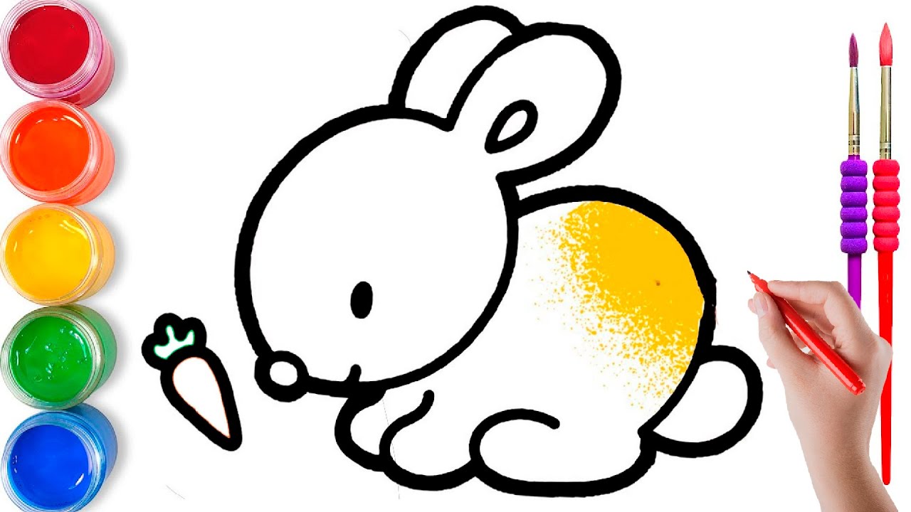 Bolalar uchun quyoncha rasmini chizish Рисуем картинку кролика для ...