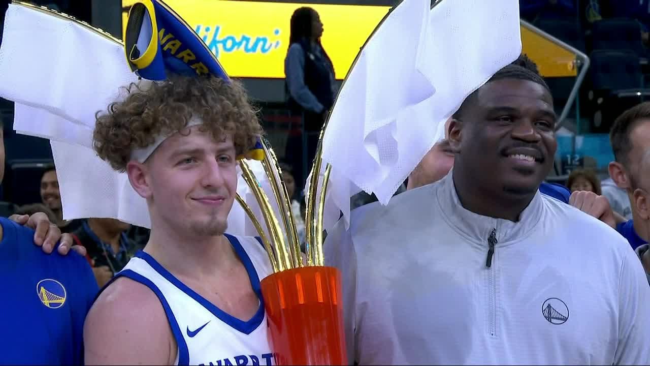 Trophy 'HEAVY as s---!' 😂 Brandin Podziemski reacts to GSW winning ...