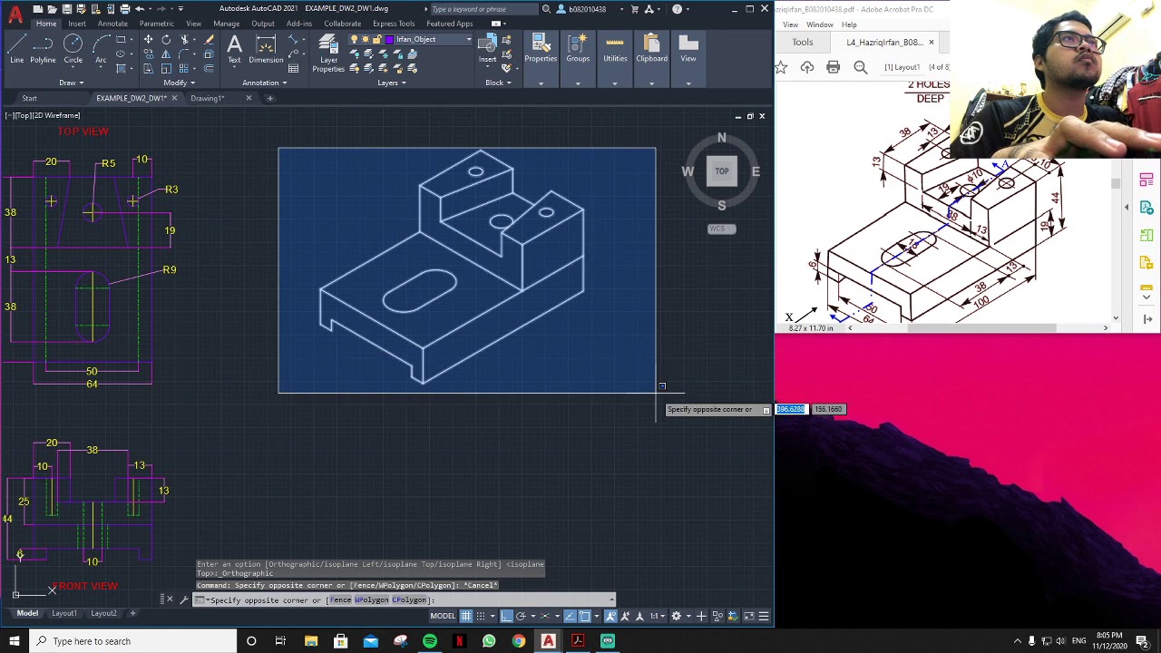 LAB 4 - ISOMETRIC & SECTION CUTDRAWING ( DRAWING 1 ) - YouTube
