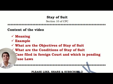 Stay of Suit under Section 10 CPC | Civil Procedure Code 1908 - YouTube
