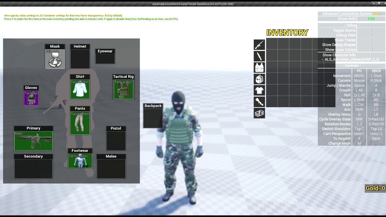 ALSV4 With Inventory System UE4 - YouTube