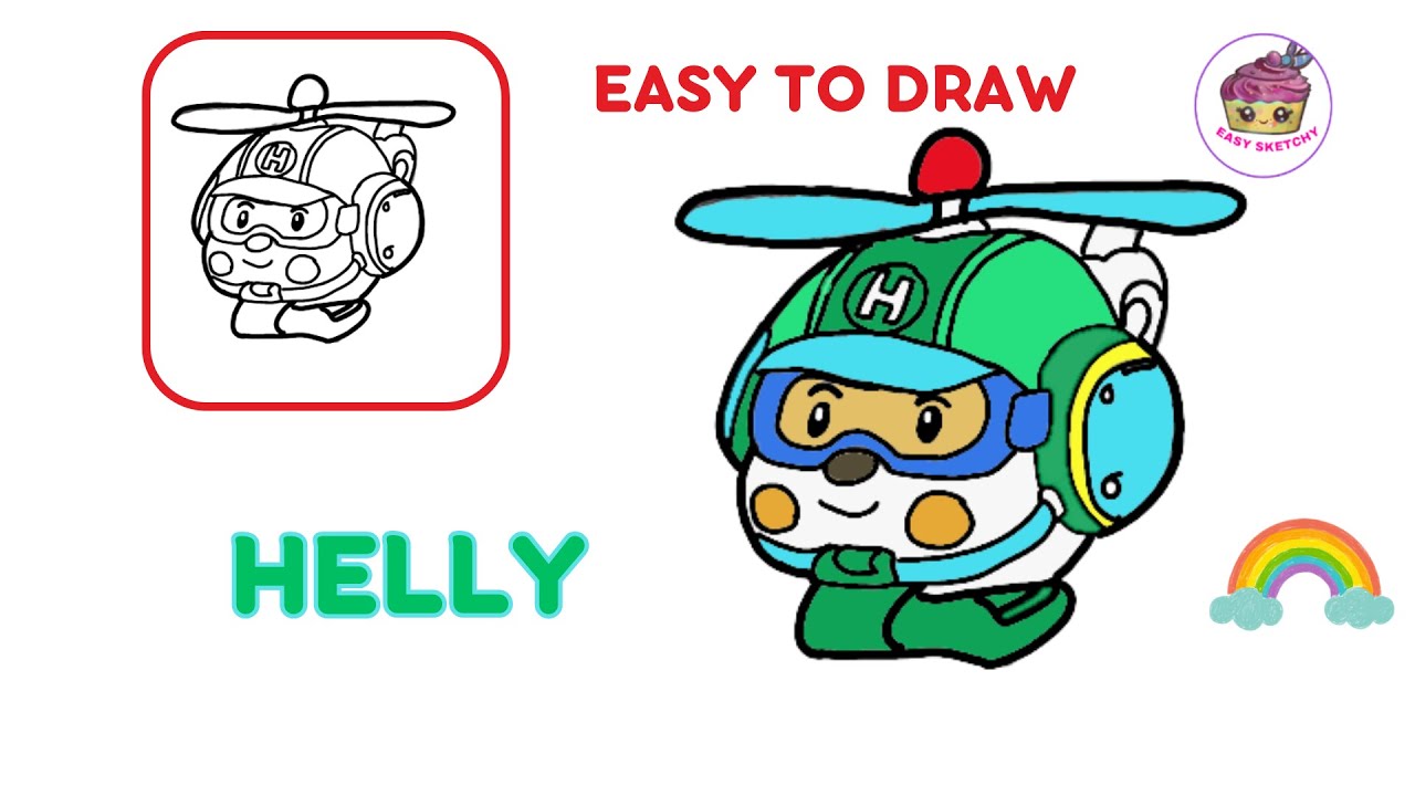 ROBOCAR POLI HELLY Drawing step by step for kids - YouTube