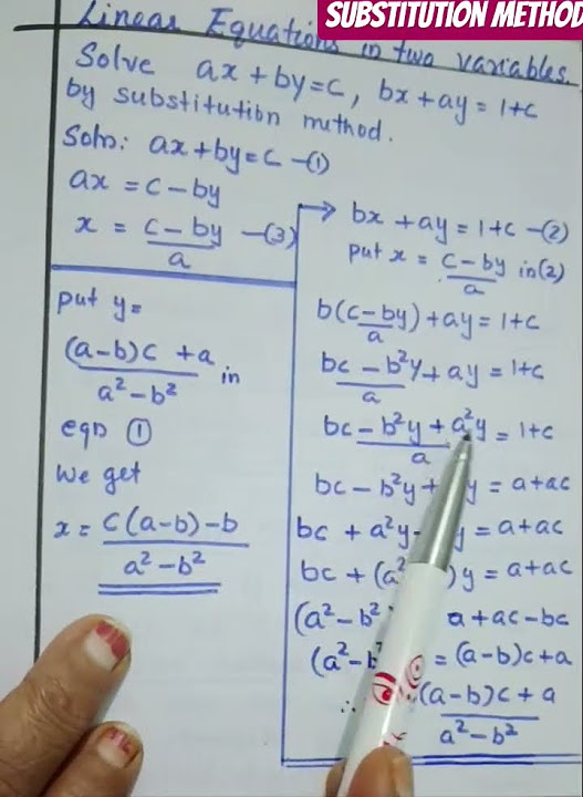 #ax + bx=c, bx+ay=1+c# Solve for X and Y# - YouTube