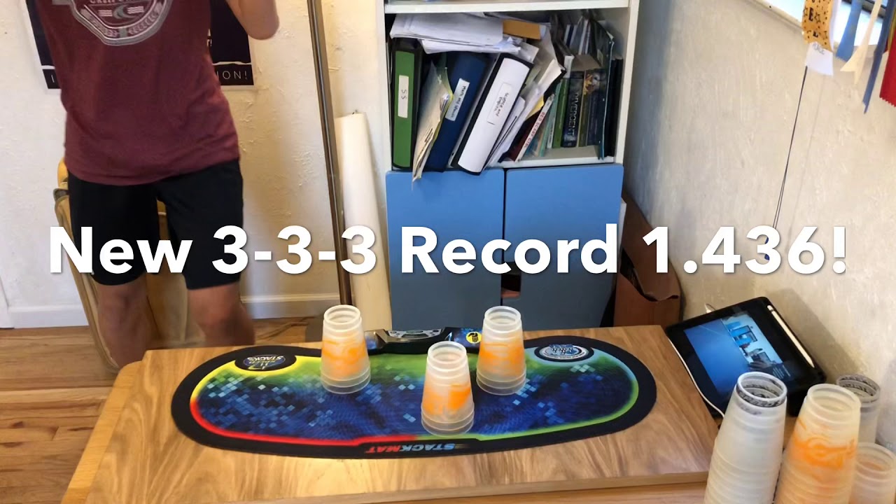 Sport Stacking: New 3-3-3 Record 1.436!!! - YouTube