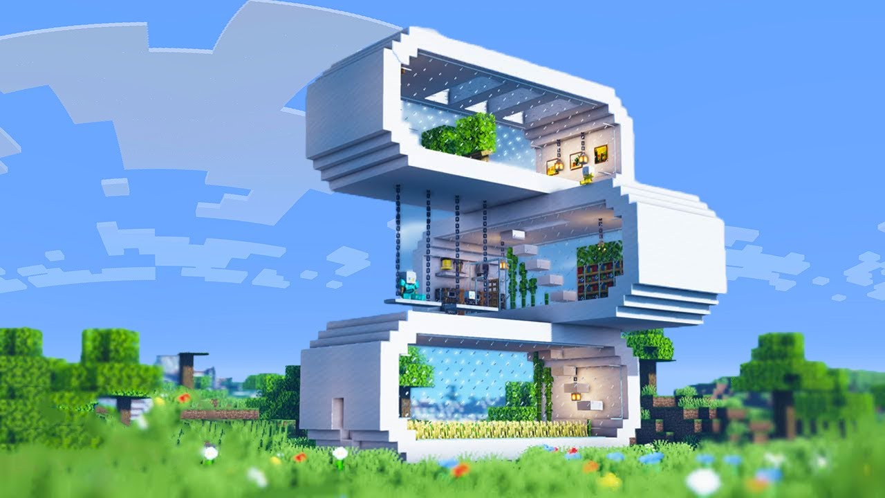 Minecraft Moderne Villa bauen 1.20 Tutorial - Modernes Haus bauen in ...