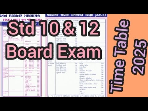 Std 10 & 12 Board Exam Time Table 2025|ધોરણ 10 અને 12 ગુજરાત બોડૅ ...