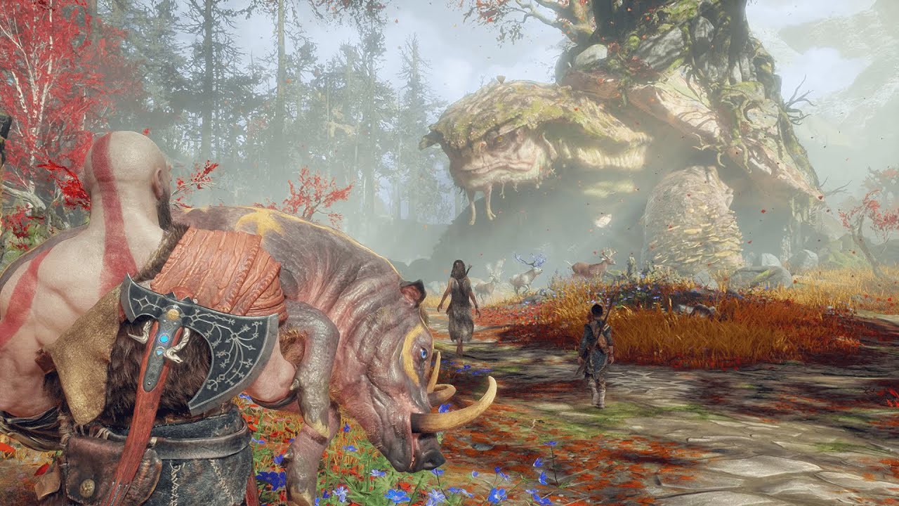 Kratos & Atreus Hunting Magic Boar in Freya's Hideout - YouTube