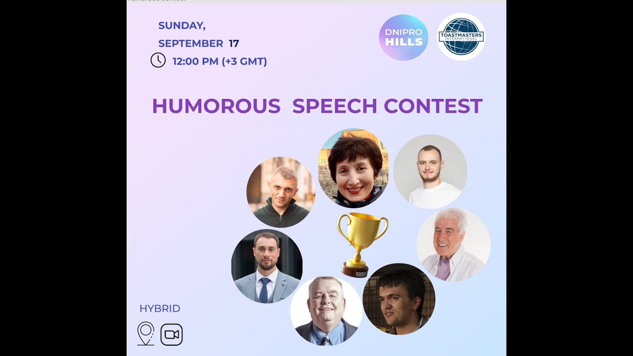 Humorous Speech Contest at Dnipro Hills Toastmasters Club, September 17 ...