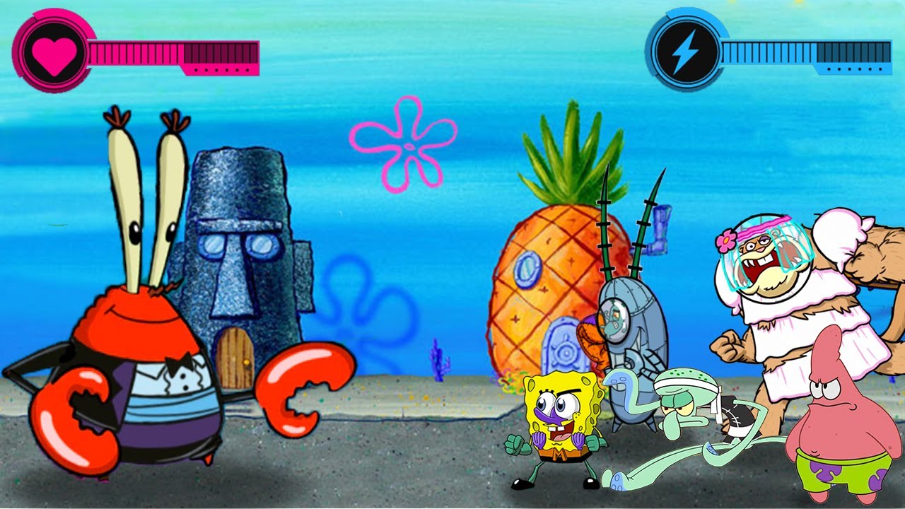 Tuxedo Krabs vs Patrick Star, Spongebob Squarepants, Sandy Cheeks ...