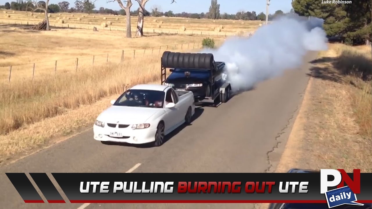 This Ute Is Towing A Ute Doing A Burnout - YouTube