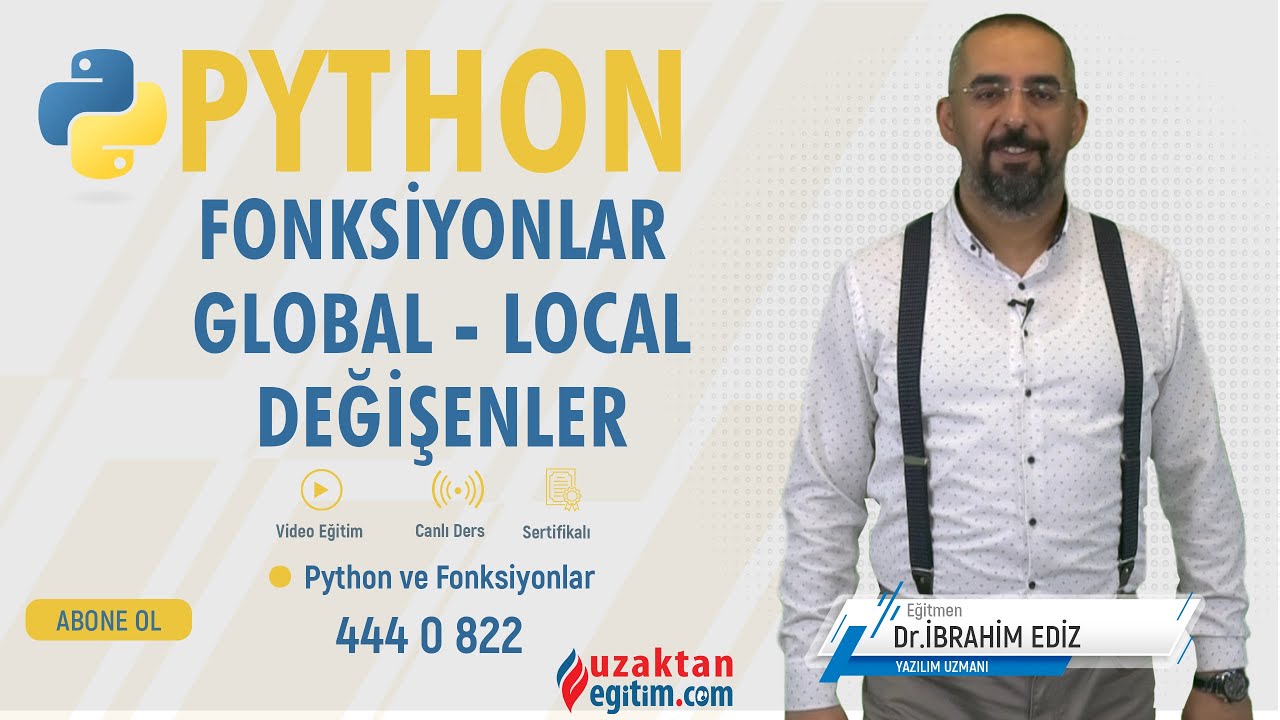 Python Dersleri - (Fonksiyonlar - Global Local Değişenler) - Uzaktan Eğitim - YouTube
