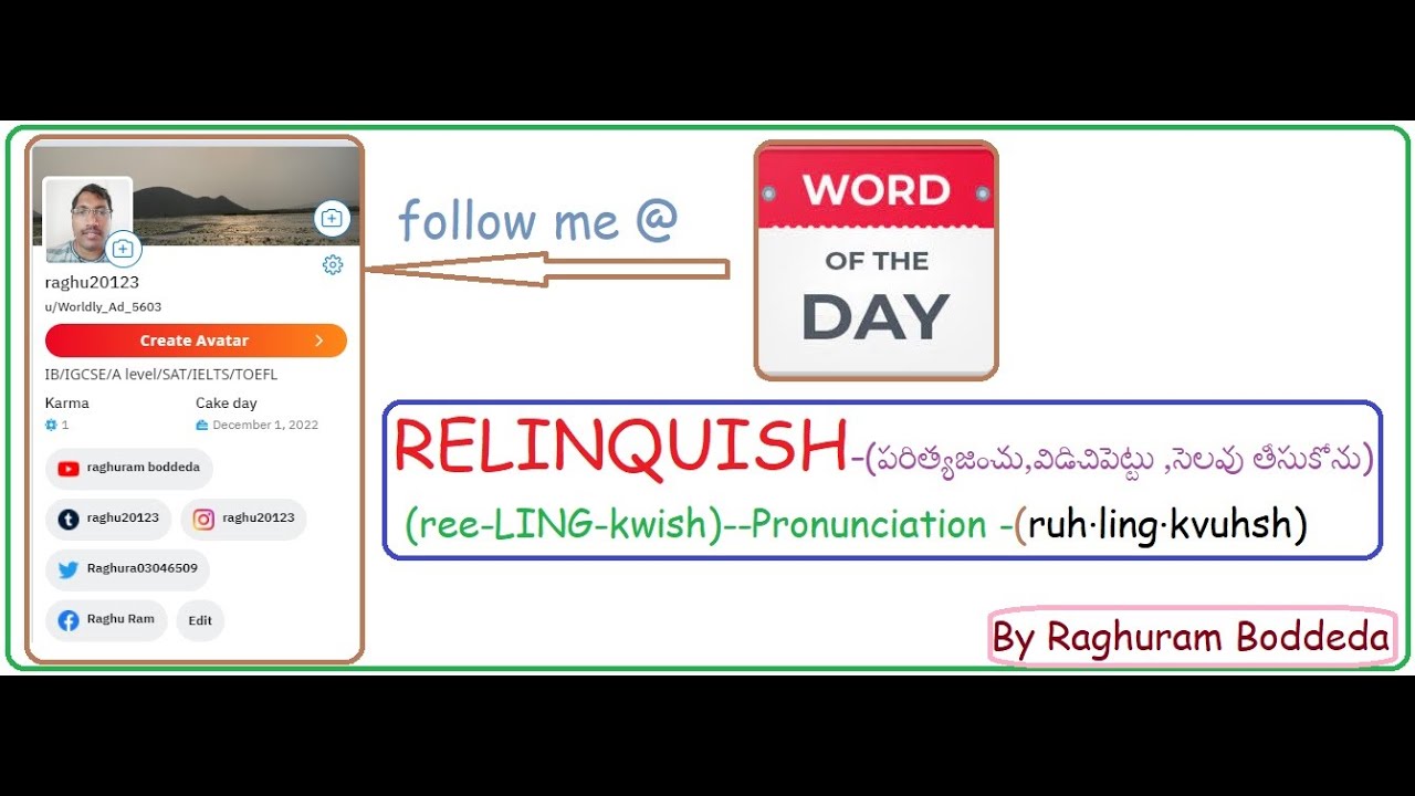 Word of the day-Relinquish--for SAT/IELTS/TOEFL/IB/IGCSE/A level exams ...