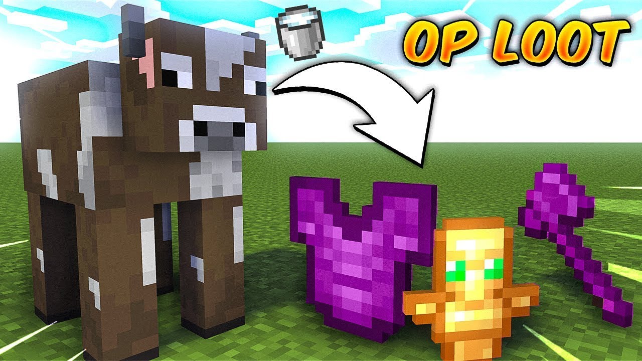 Minecraft, But Cow Drop OP Items... - YouTube