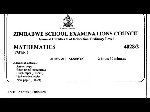 ZIMSEC June 2011, Maths Paper 2, Section B, Complete solutions - YouTube