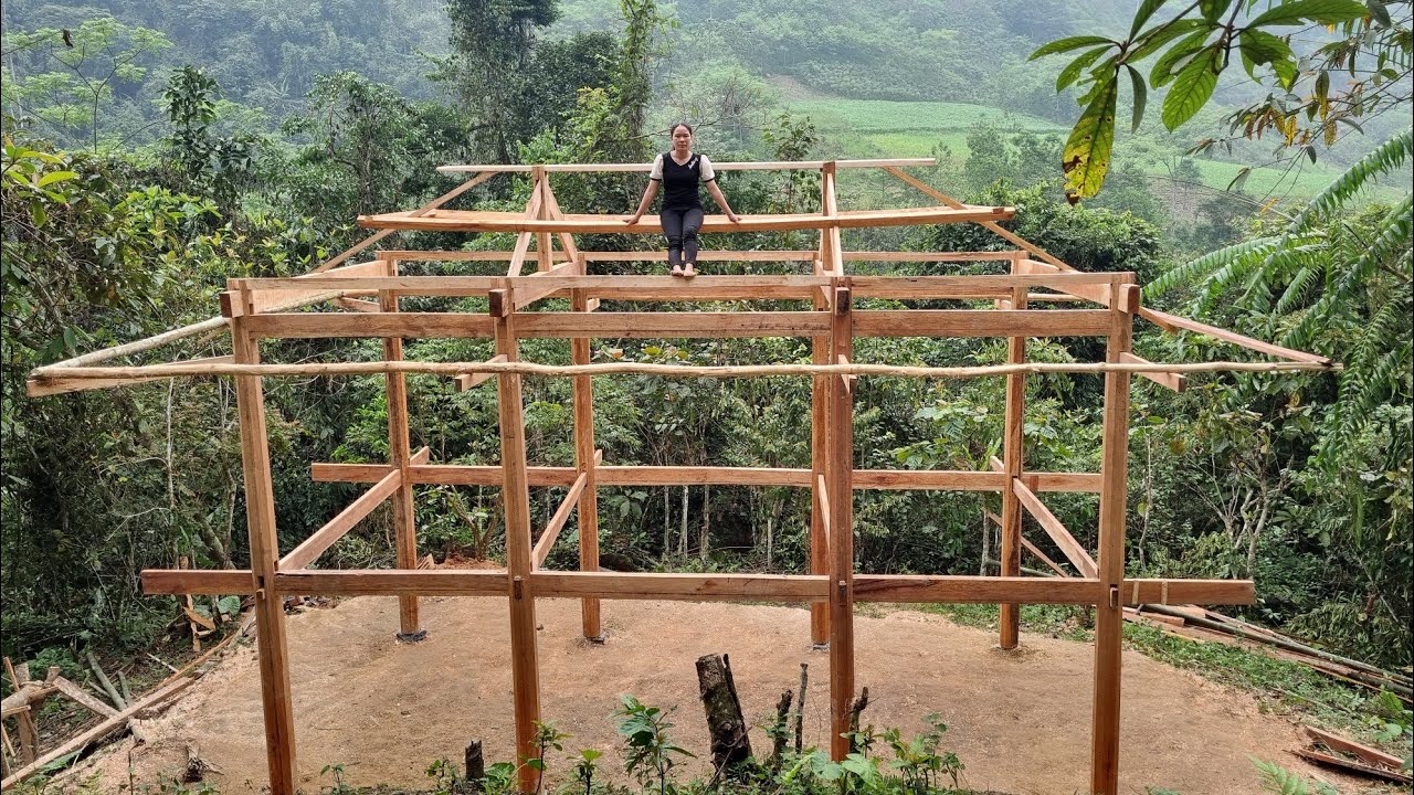 How To Make A 2-Storey Wooden House In The Natural Forest | lý thị sinh ...