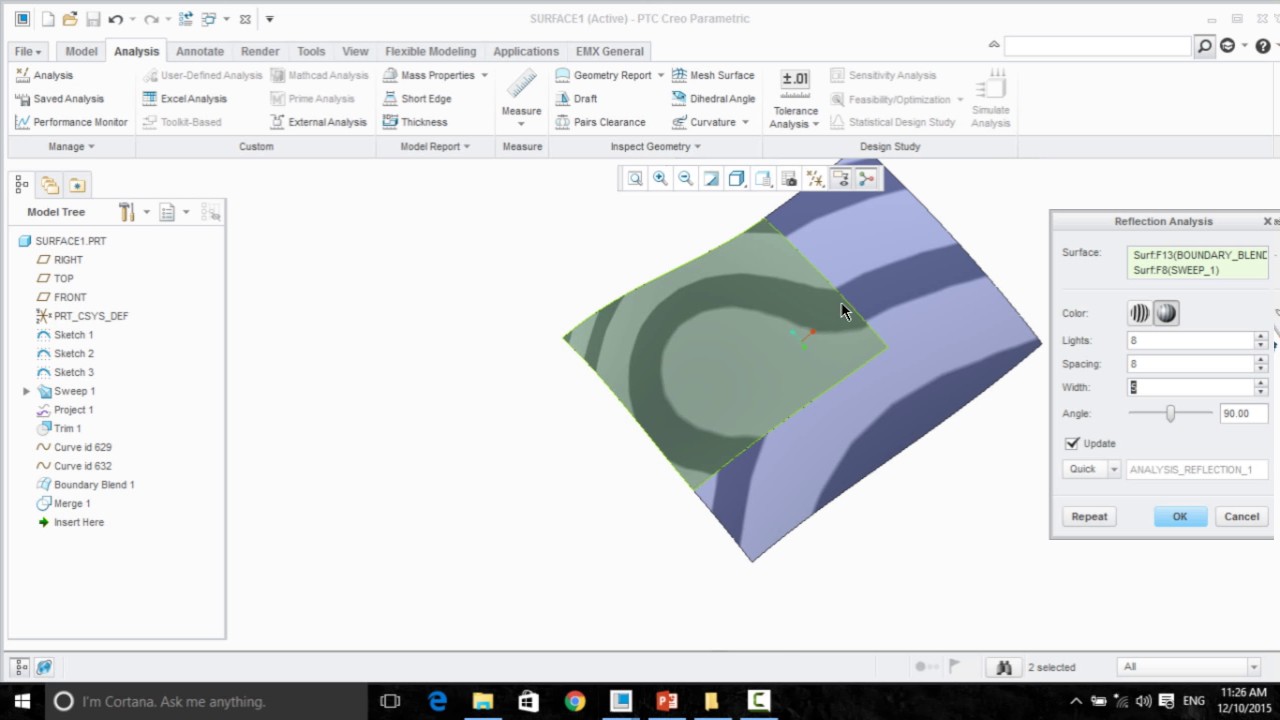 Creo 3.0 Surface analysis - YouTube