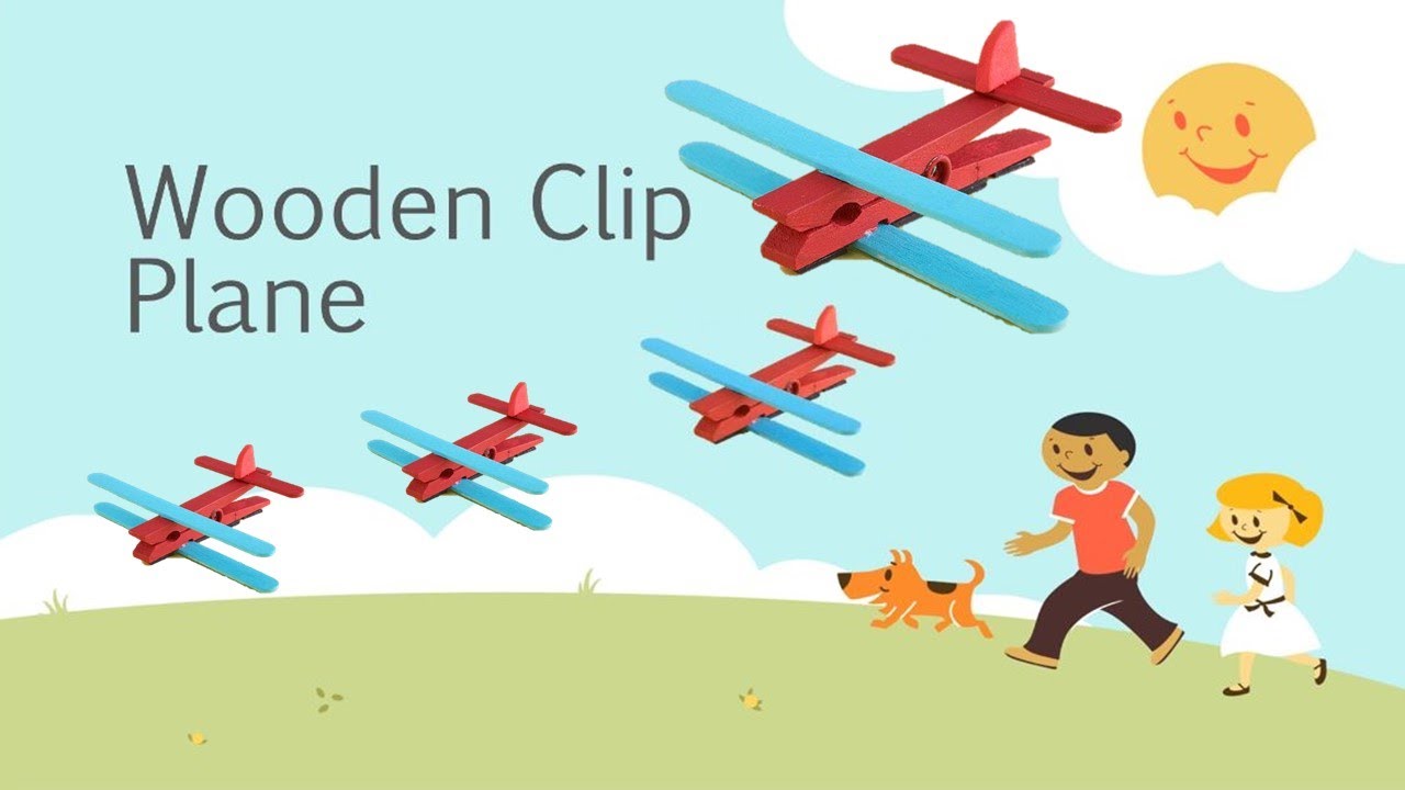 How to Make Wooden Clip Airplane in 1 Minute I DIY Clothespin Airplane ...