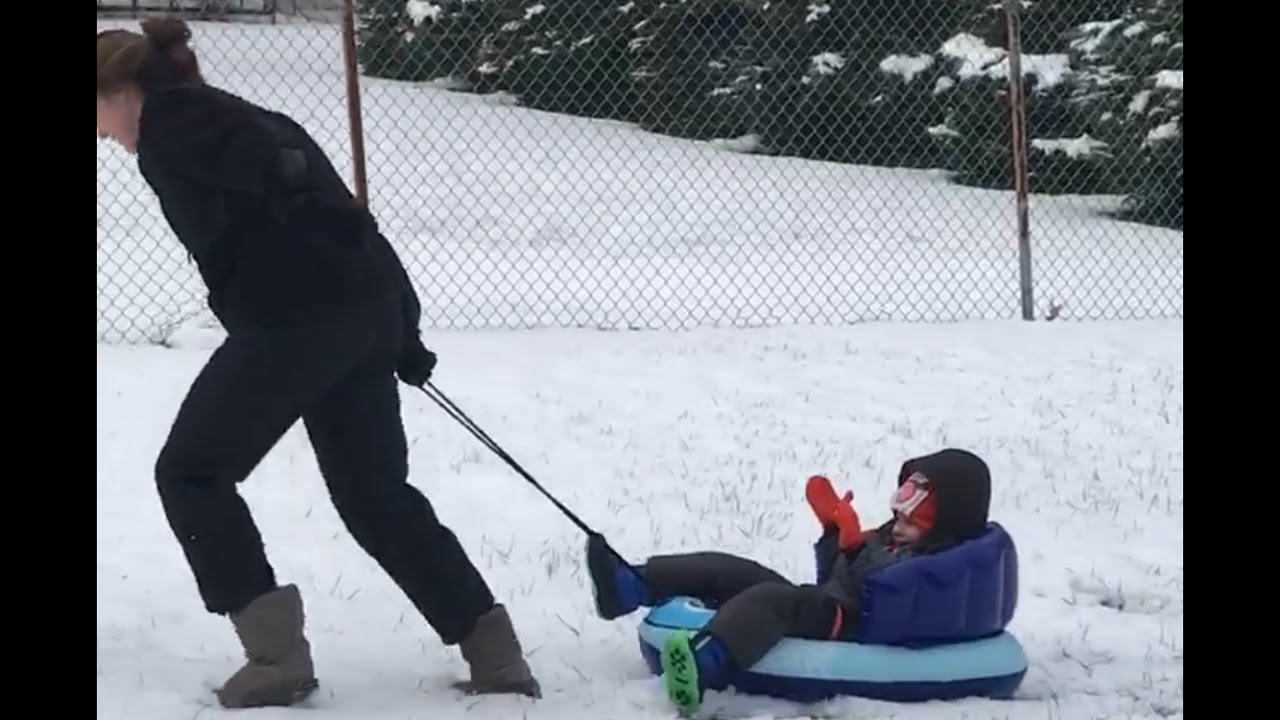 Pulling Toddler On Sled [FAIL] - YouTube