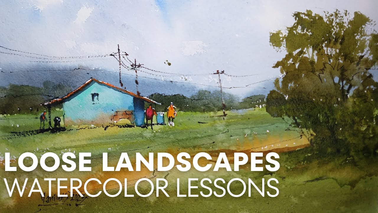Ink drawing & Loose Watercolor Landscapes | Watercolor lessons ...