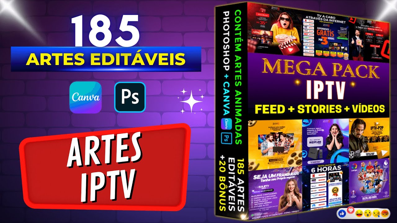 Pack de 185 Artes de IPTV | BAIXE AGORA | GANHE +20 BÔNUS - YouTube