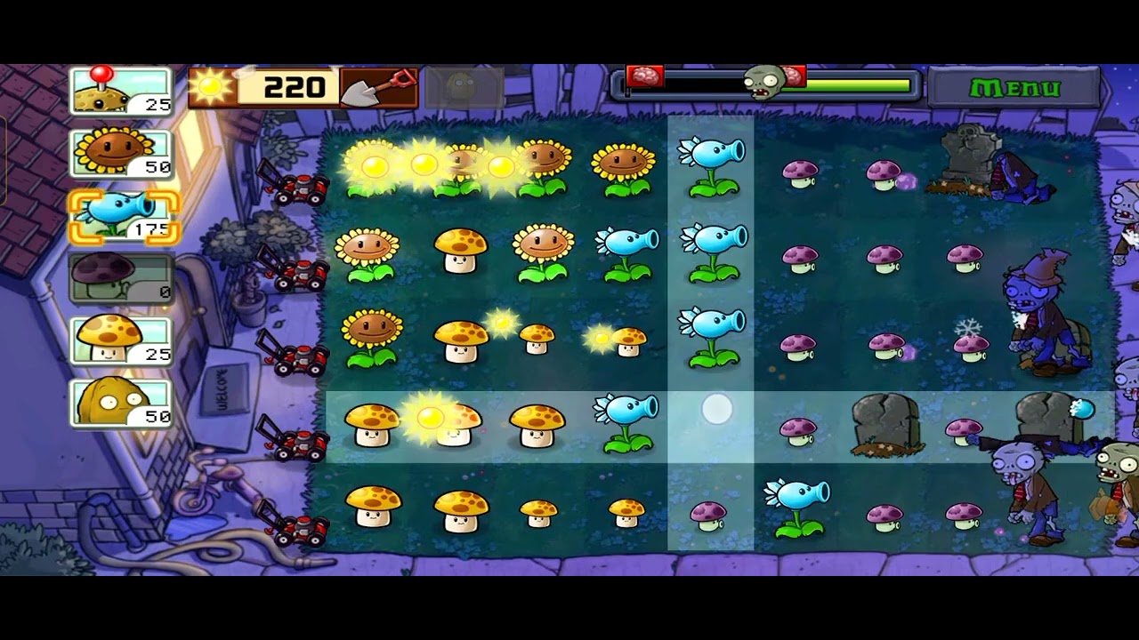 plants vs zombies NIGHT level 2 - YouTube