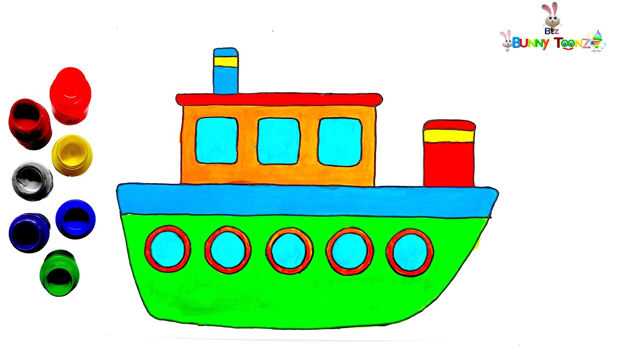 How to draw a Ship | Step by Step drawing for Kids | Easy Ship Drawing ...