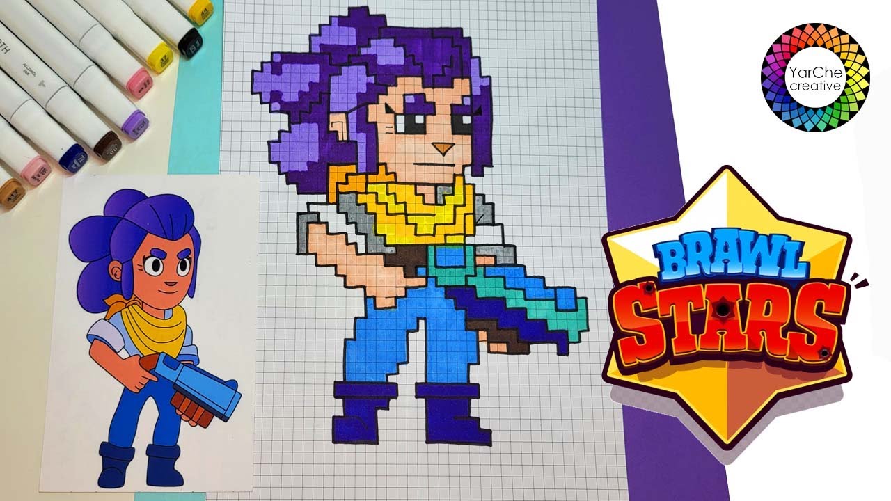 How to draw Brawl Stars Shelly | Pixel Art | Как нарисовать Бравл Старс ...