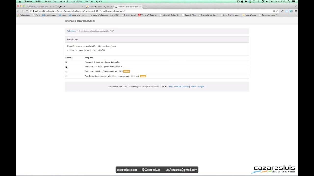 jQuery Checkbox con AJAX y PHP - Interacción AJAX y Validación - YouTube