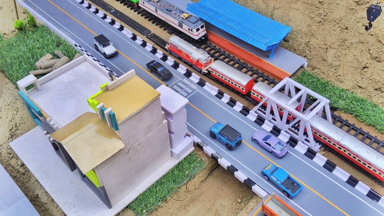 I build mini realistic City Centy train mini station build mini bridge ...