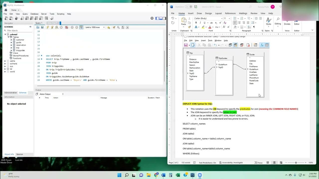 Joining 3 tables using implicit and explicit SQL Syntax video1065856119 ...