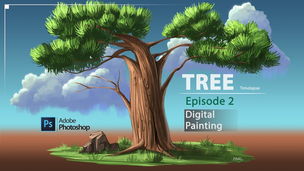Digital Painting Process: How to Paint a Tree in Photoshop - Episode 02 ...