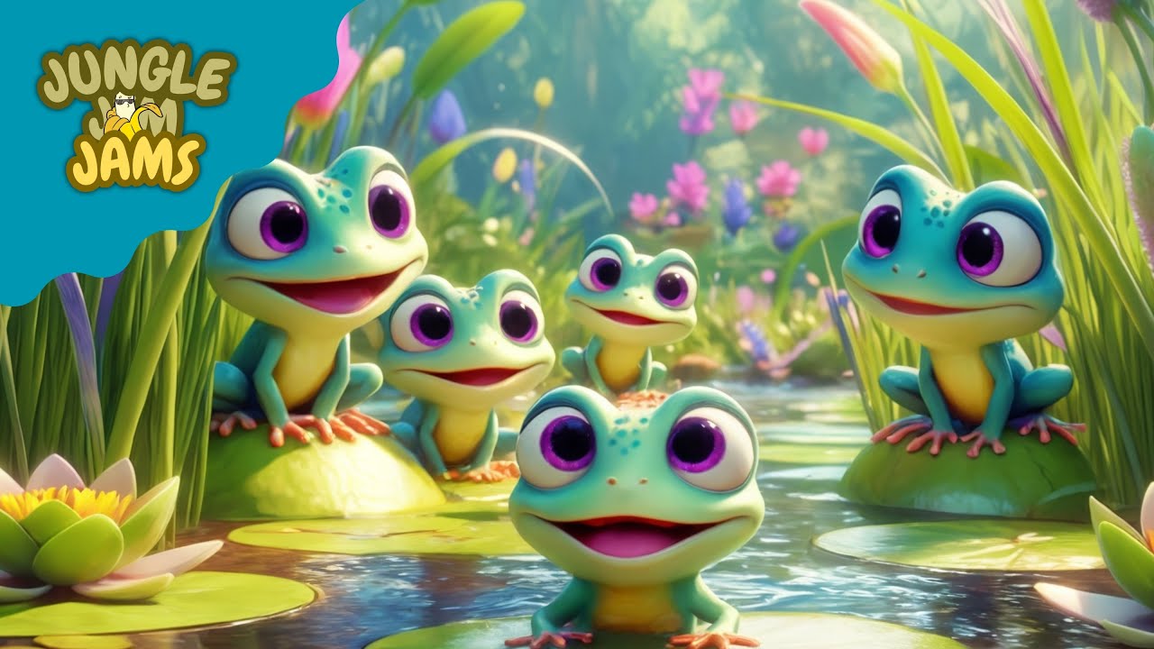 Five Little Frogs | Animals & Learning Song | Jungle Jim Jams Songs for ...