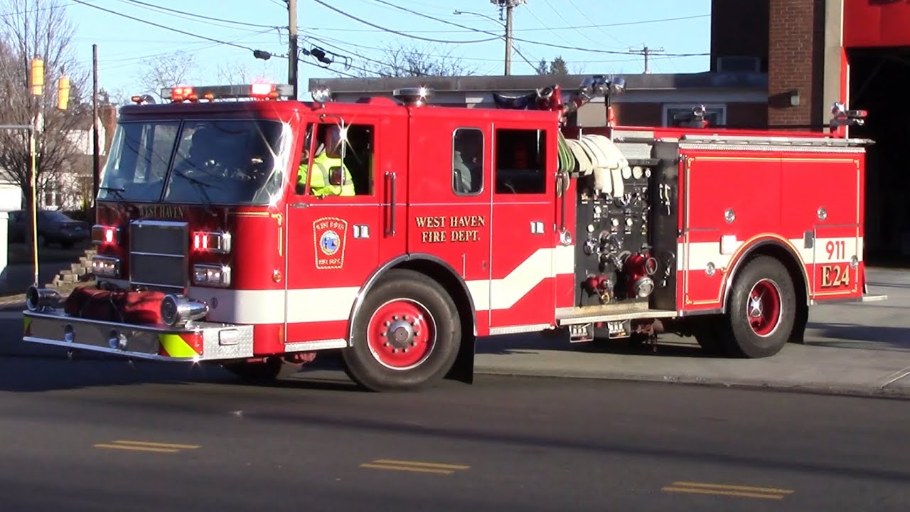 West Haven Fire Department Rescue 27 and Engine 21 Responding - YouTube