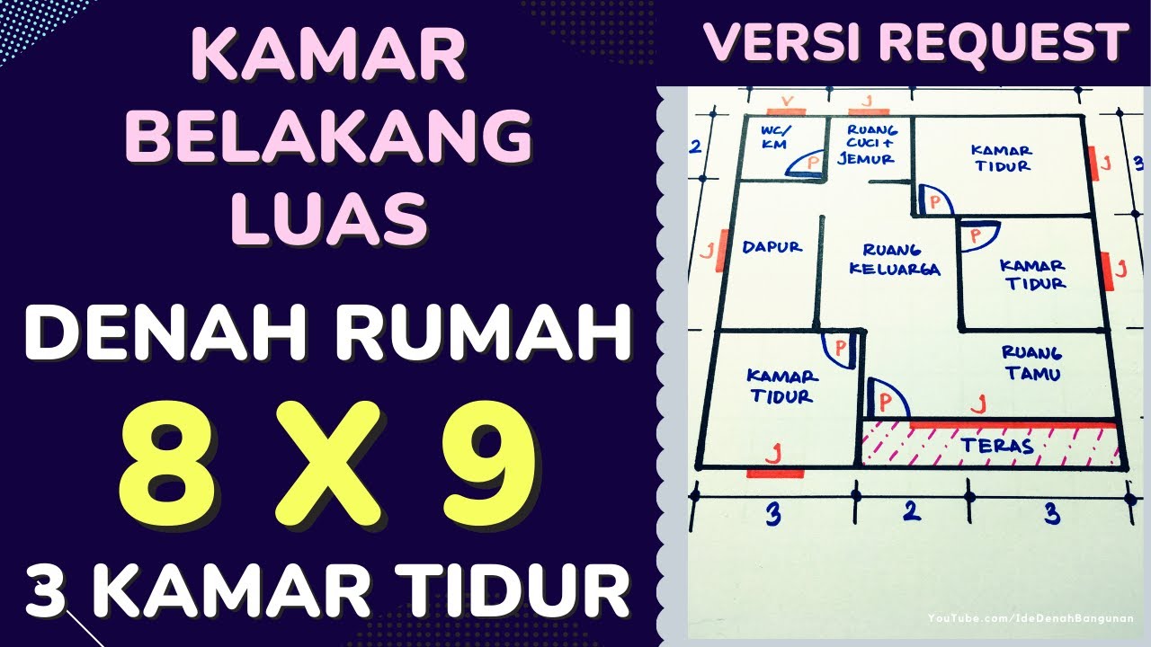 Denah Rumah 8x9 Kamar Tidur Belakang Lebih Luas - Request - YouTube