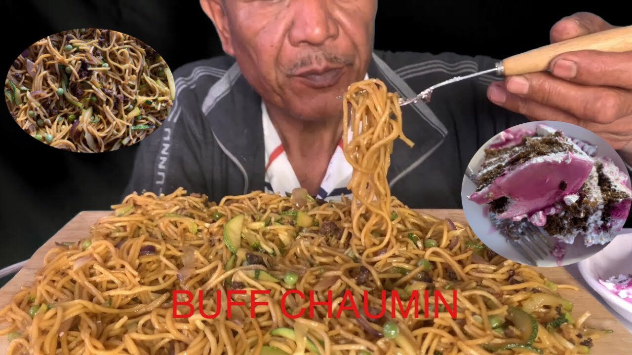 BUFF CHAUMIN || NOODLES 🍜 || Mukbang || birthday cake || ASMR || big ...