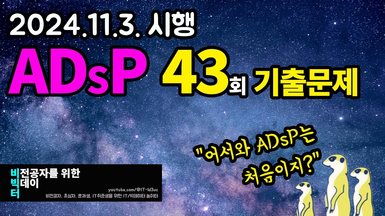 ADsP 43회(2024.11.3) 기출문제 풀이 특강 - YouTube
