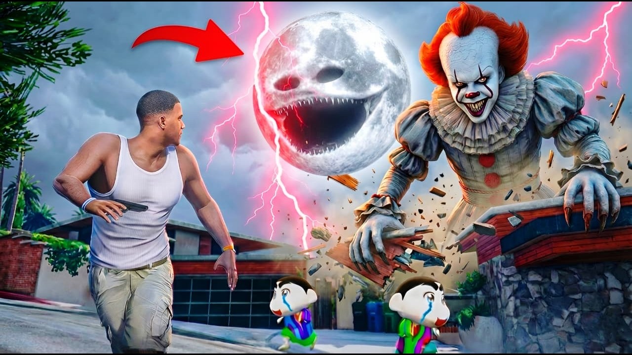 Scary Clown Chasing Franklin and Shinchan😭😱 HELP ME...! | Gameplay in ...