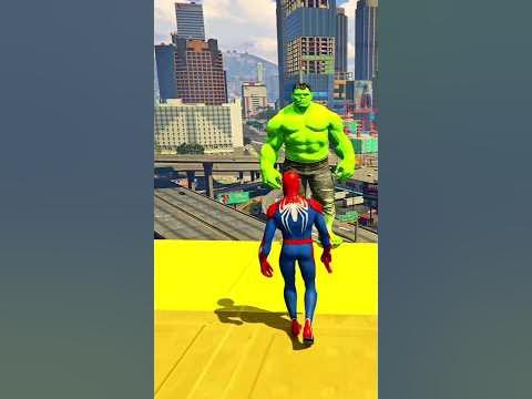 GTA V Spiderman vs Red Hulk crazy epic water ragdolls Truck jump fails ...